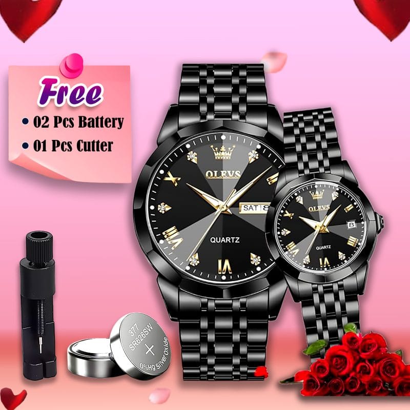 OLEVS Stainless Steel Couple Watches | Luxury Couple Watch